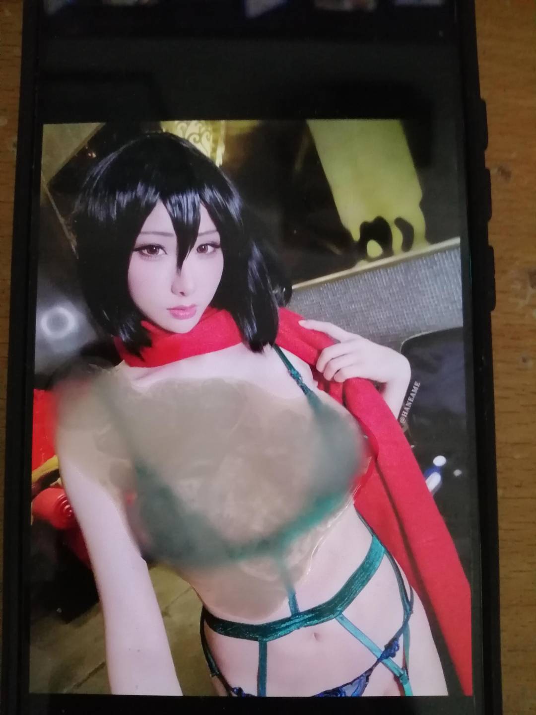 Cumtribute Hane Ame mikasa cosplay | Scrolller