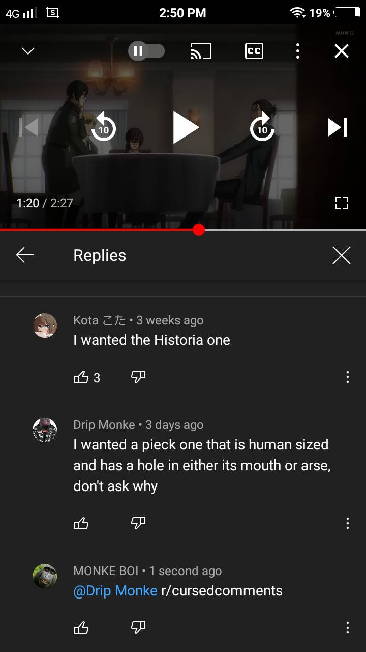 Cursed comment on a video of eren giving toys to armin and mikasa | Scrolller
