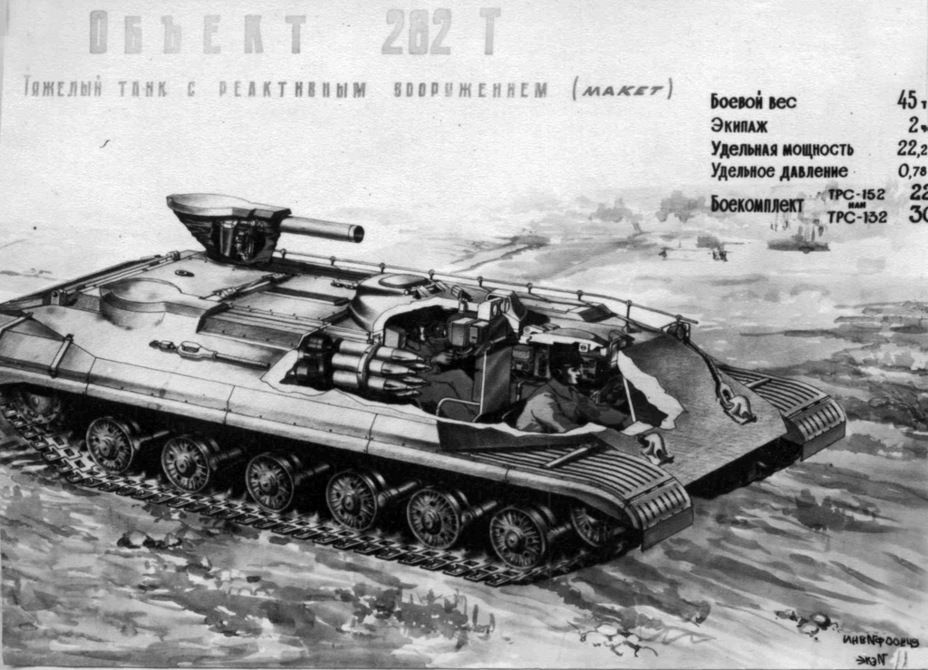 Cutaway drawing of Object 282 T, a missile tank destroyer prototype from the late 1950s, USSR ...