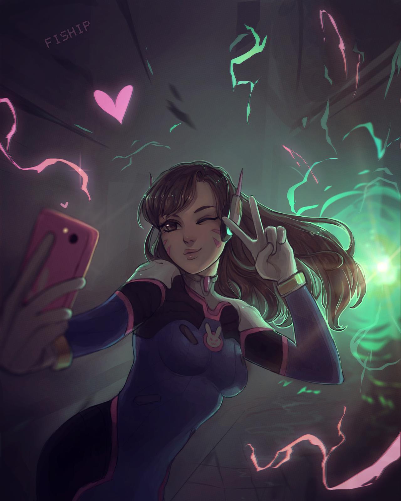 D.Va selfie fanart by Fiship | Scrolller