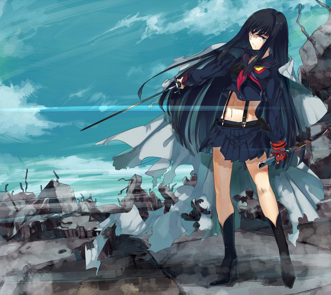 Daily Satsukiposting #859! Senketsu Satsuki with a cape and her twin swords! Art by 和武はざの on ...