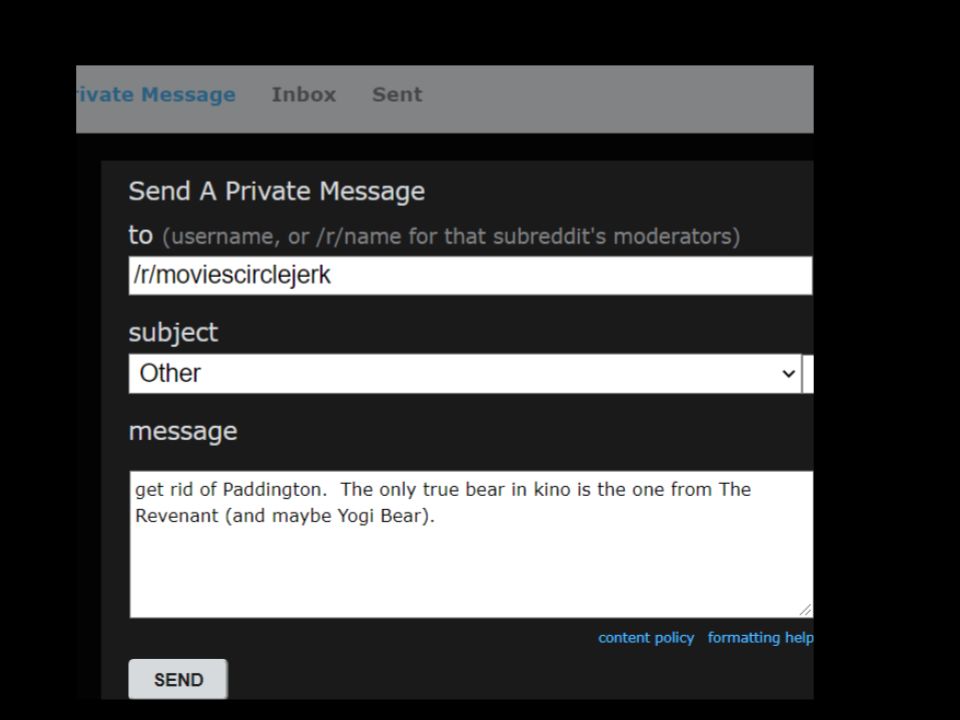 Day 1 of messaging the mods to get rid of Paddington until | Scrolller