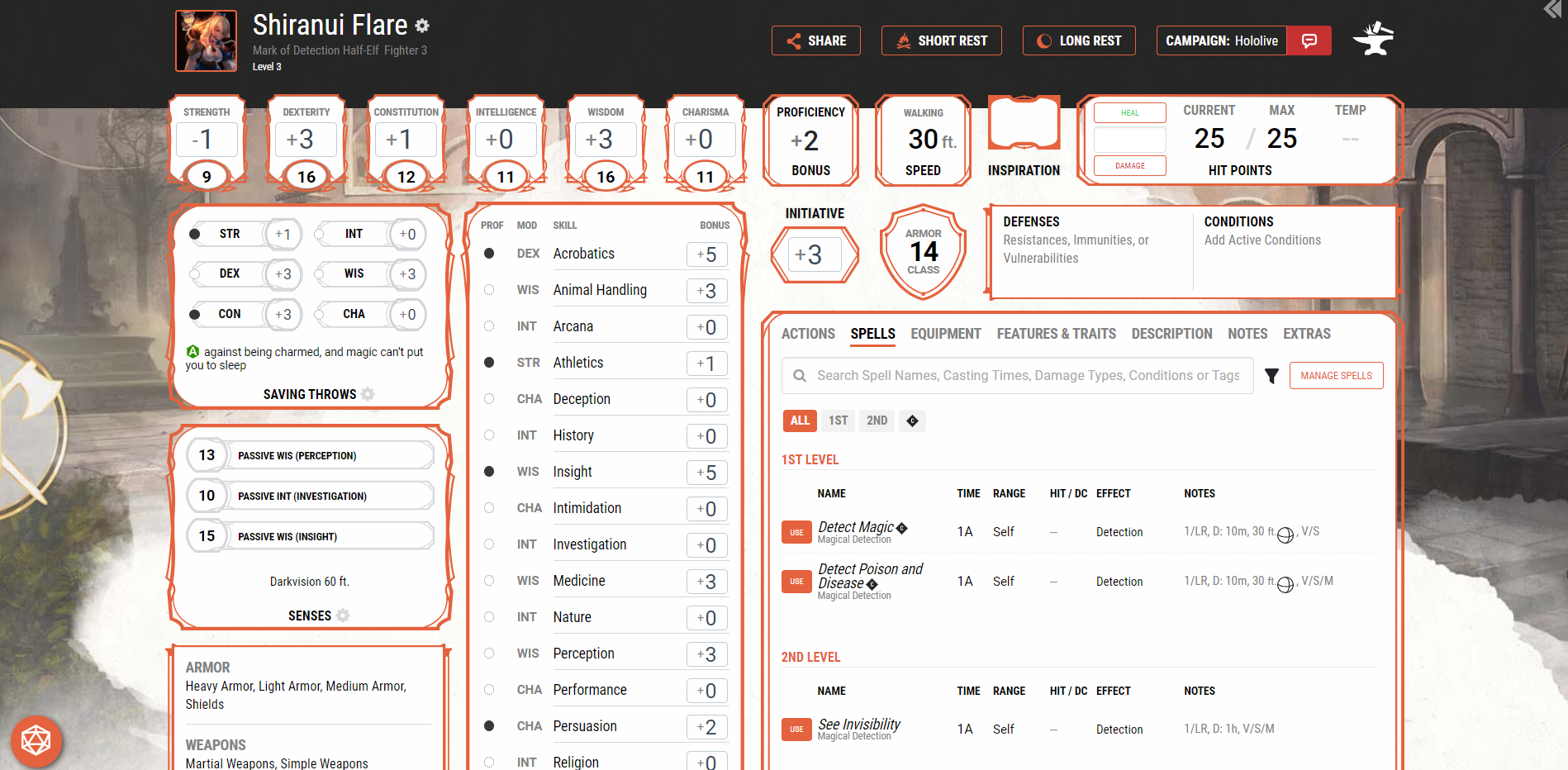 Day 15 of turning every Hololive member into dnd character, Flare, the half-elf samurai fighter ...