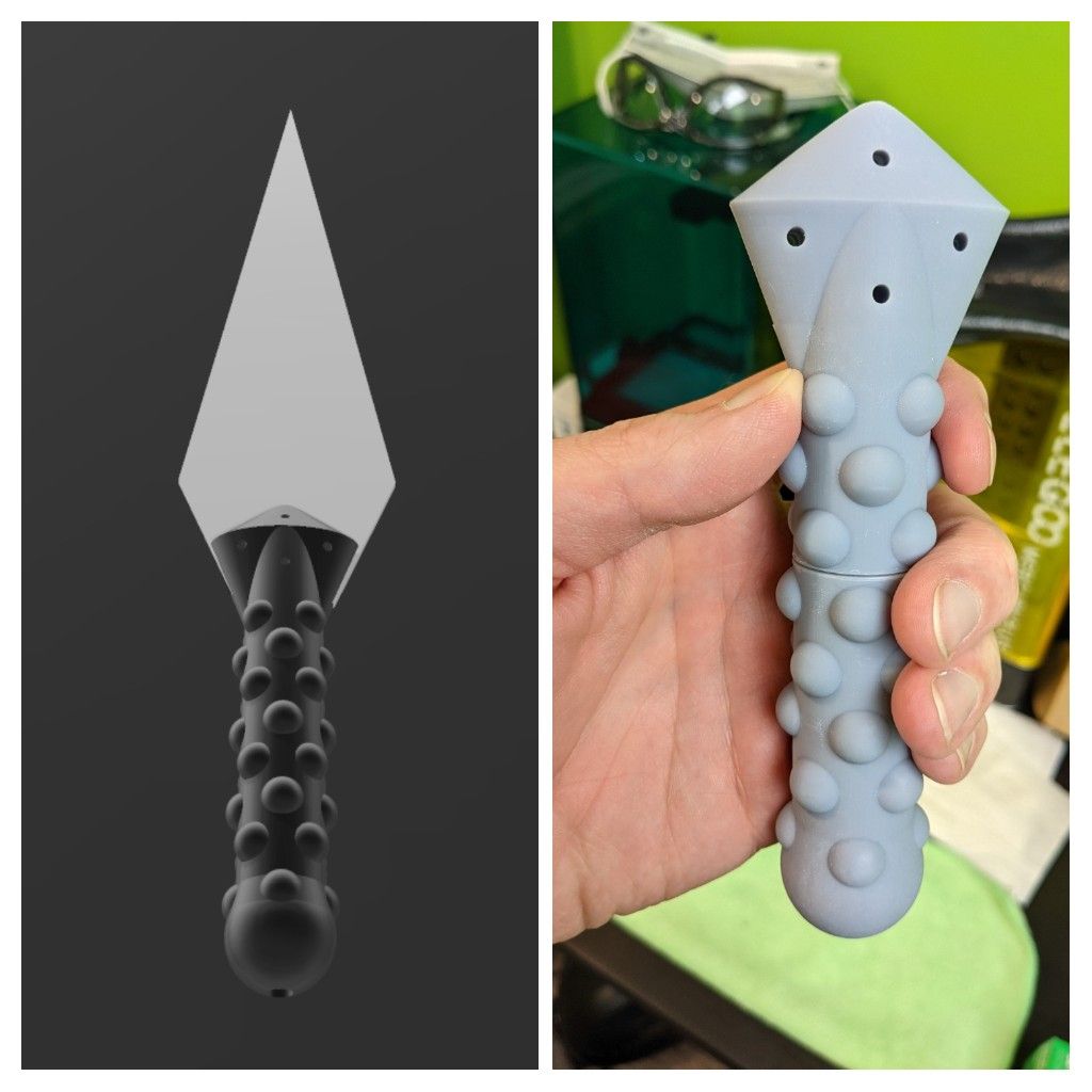 Designed a simple 3d printed handle for a small silicone dragon tail ...