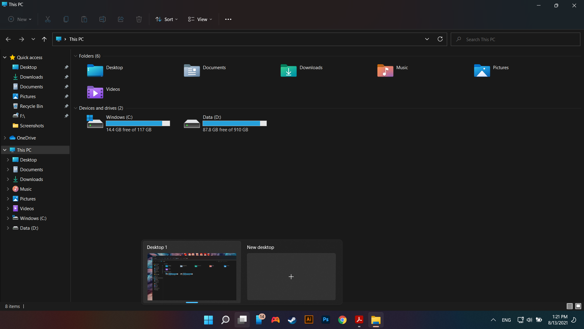 Desktop Preview in the taskbar doesn't show the window opened in full-screen mode correctly but ...