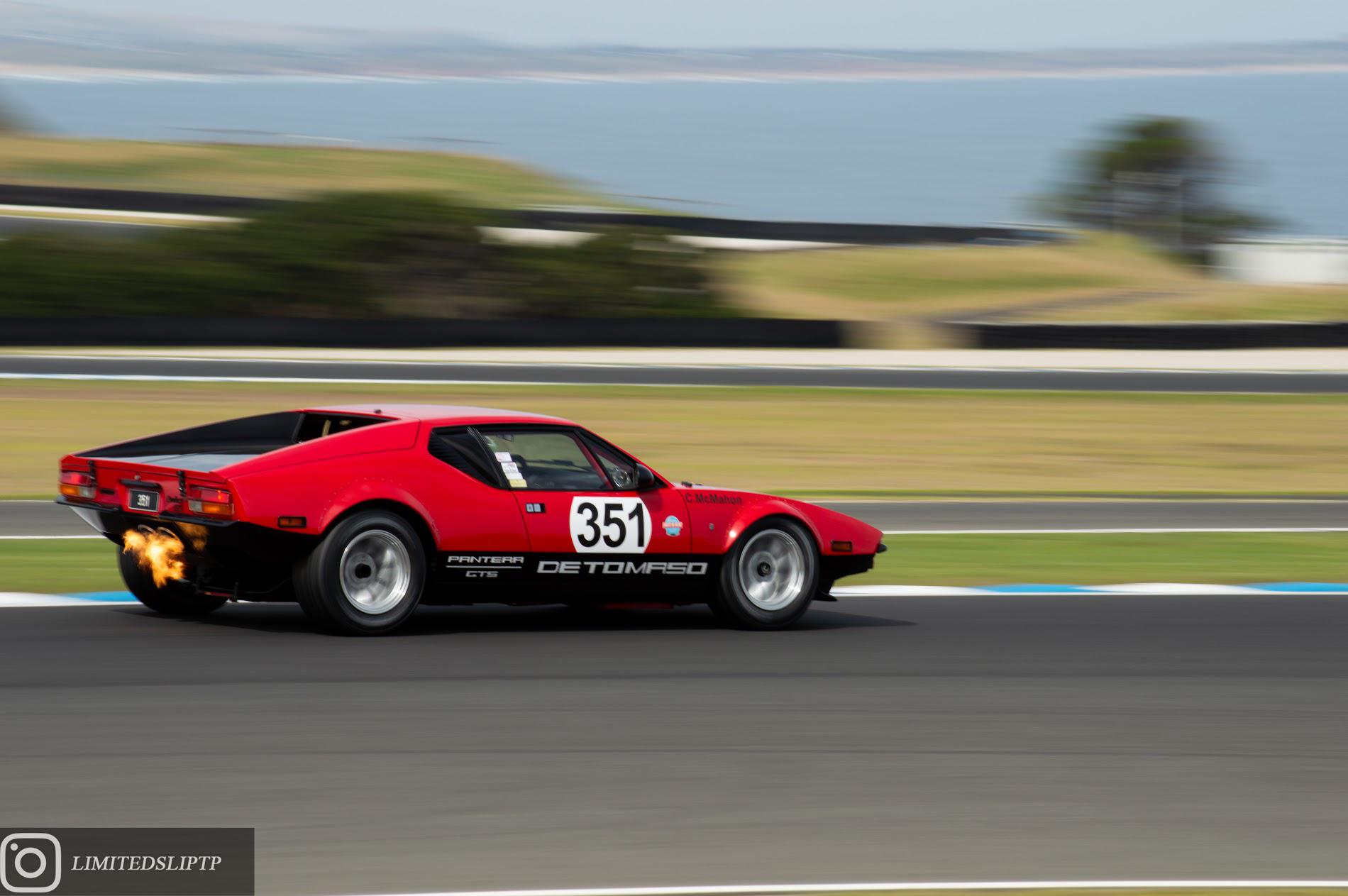 DeTomaso Pantera GTS - Shooting Flames - Phillip Island Classic 2021 | Scrolller