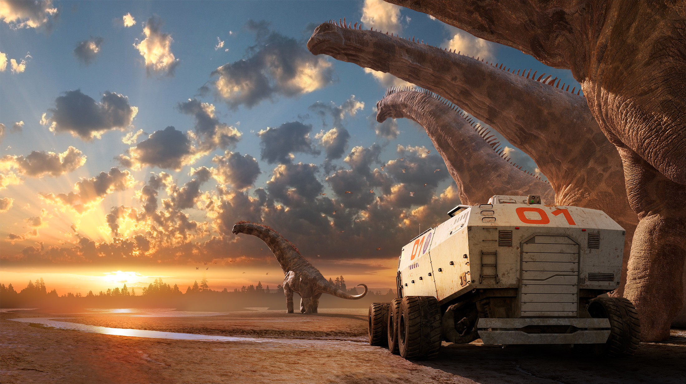 Dinosaurs In The Wild: "Sunset", by Damir G. Martin | Scrolller