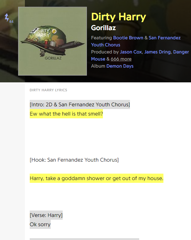 Dirty Harry by Gorillaz | Scrolller