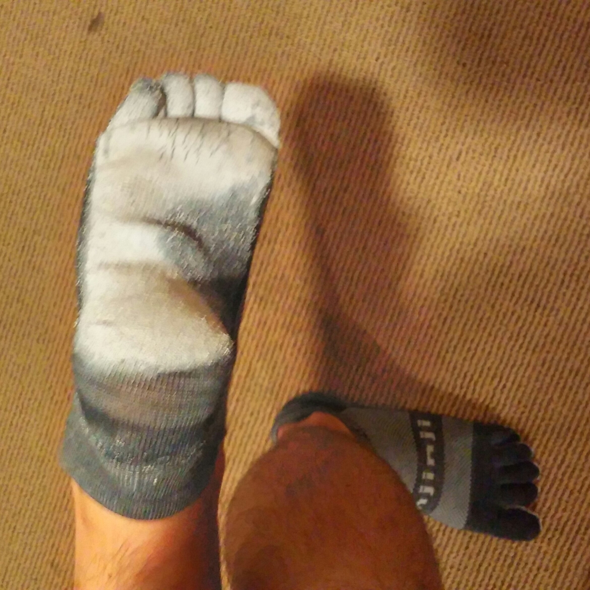 DIY barefoot-inspired "shoe" - toe socks plus spray rubber | Scrolller