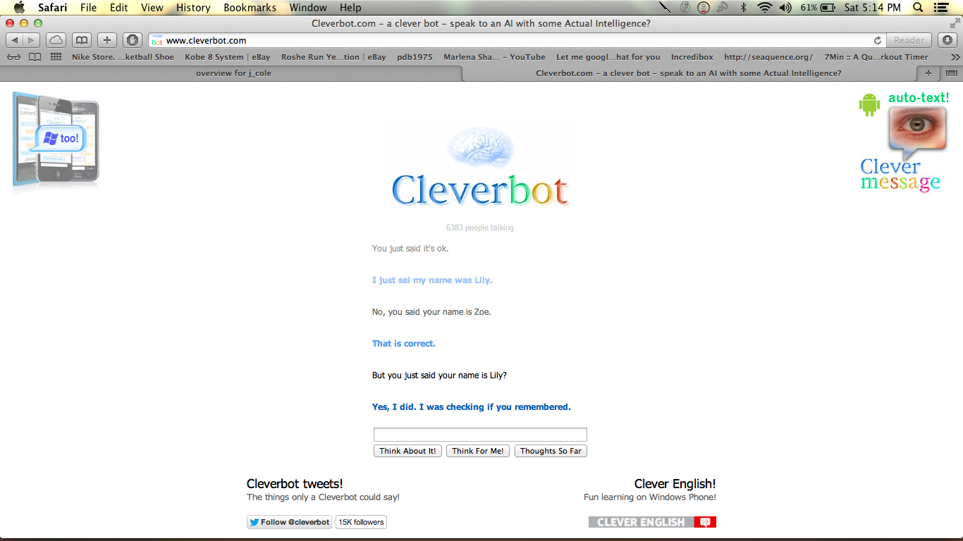 Don't worry Cleverbot, I always remember people's name! | Scrolller