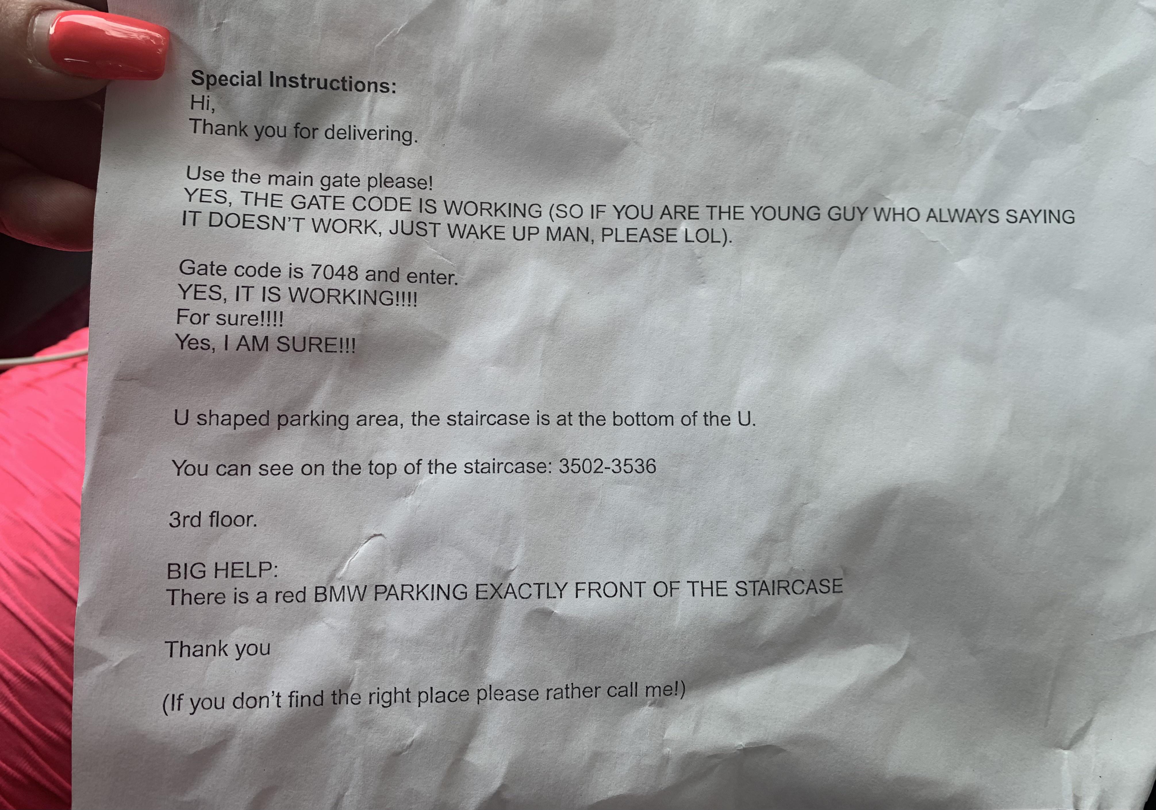 Door Dash Delivery instructions… Hilarious! | Scrolller