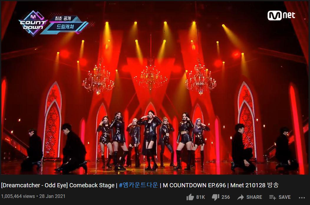 Dreamcatcher's 'Odd Eye' M Countdown Comeback Stage has surpassed 1 million views! | Scrolller