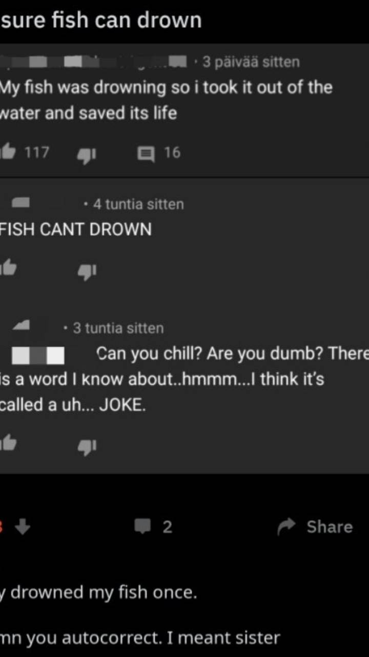 Drowning fish | Scrolller