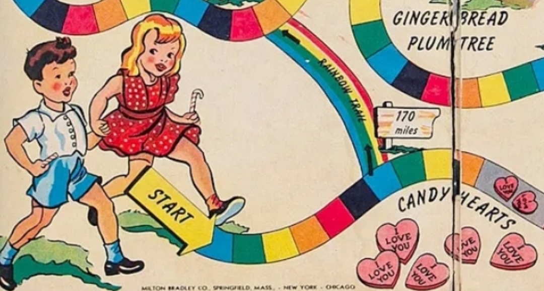 Early concept art of the board game, "Candyland". Some concept art of the game depicted a boy in ...