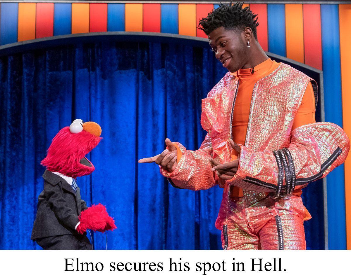 Elmo can’t wait to have fun with Satan. | Scrolller