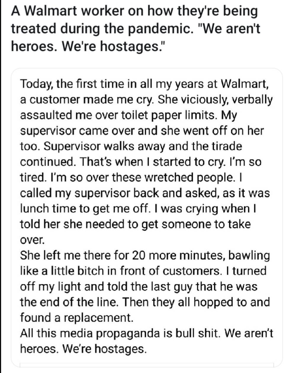 "Essential Workers" are not heroes, but hostages and victims of abuse ...