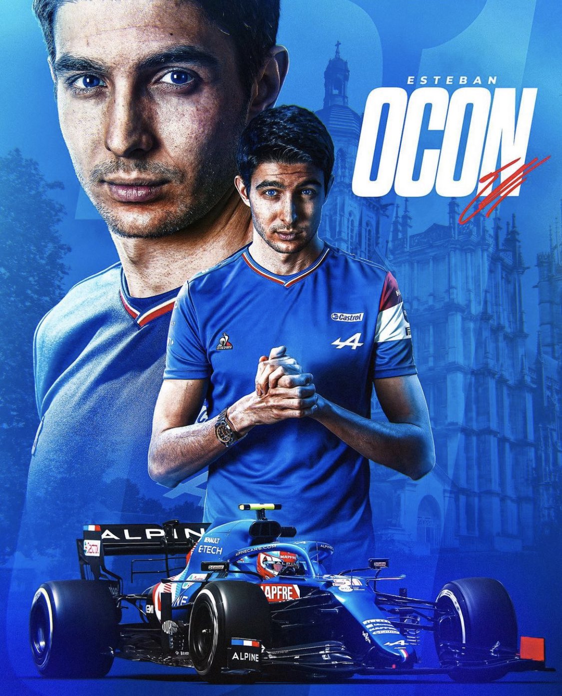 Esteban Ocon releases his personal Alpine poster ahead of Bahrain Grand Prix. | Scrolller