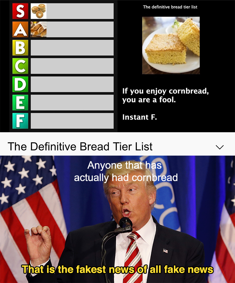 Everyone knows cornbread is S tier | Scrolller