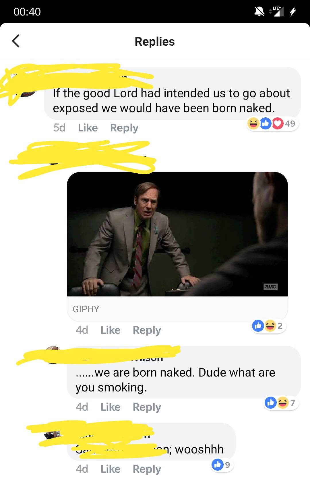 Facebook on being born naked... | Scrolller