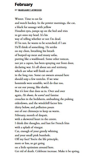 February by Margaret Atwood | Scrolller
