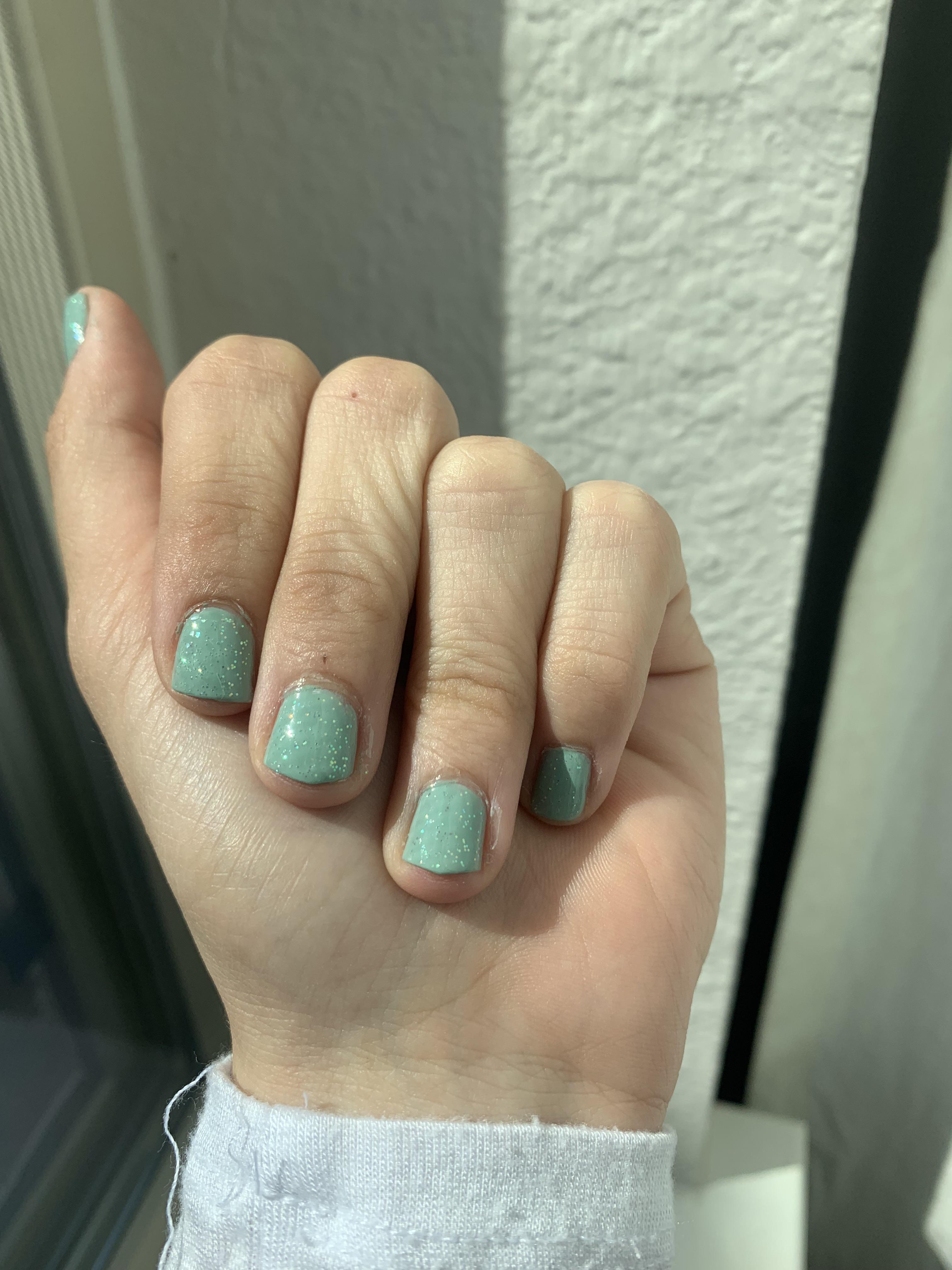 Feels weird to take a picture with normal mail length but I painted my nails and they look super ...