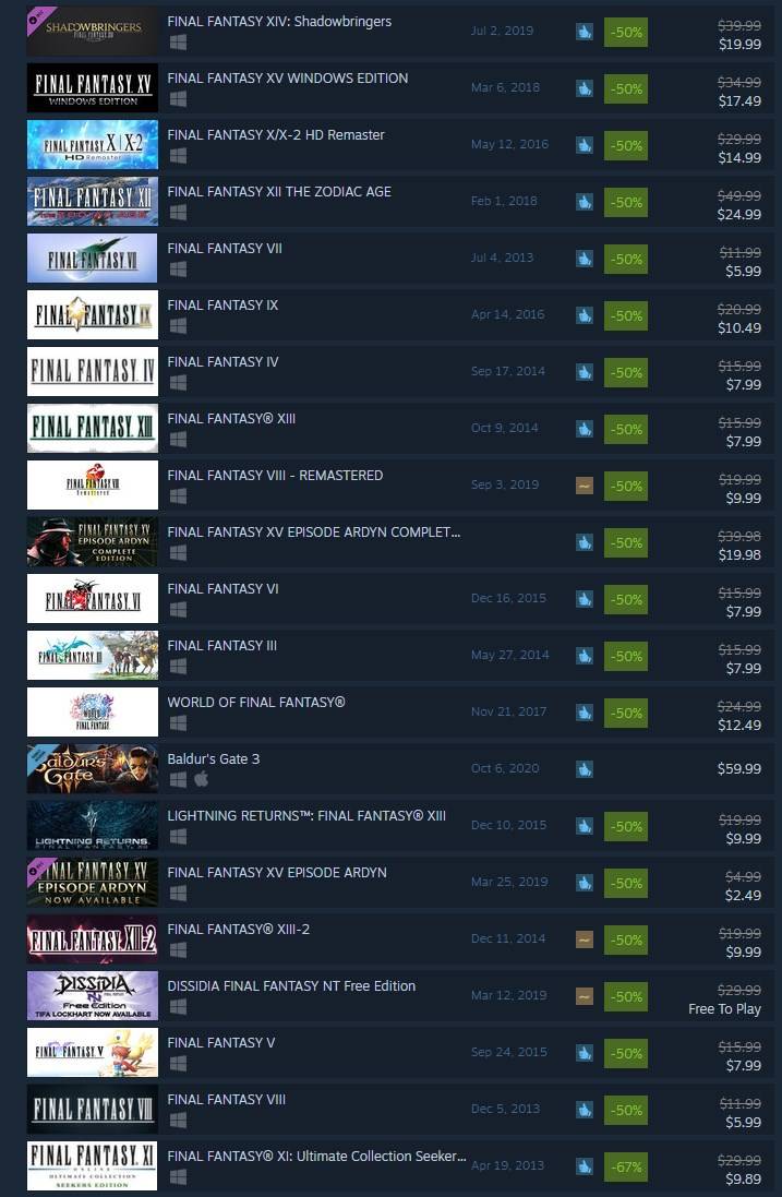 Final Fantasy sale on Steam | Scrolller