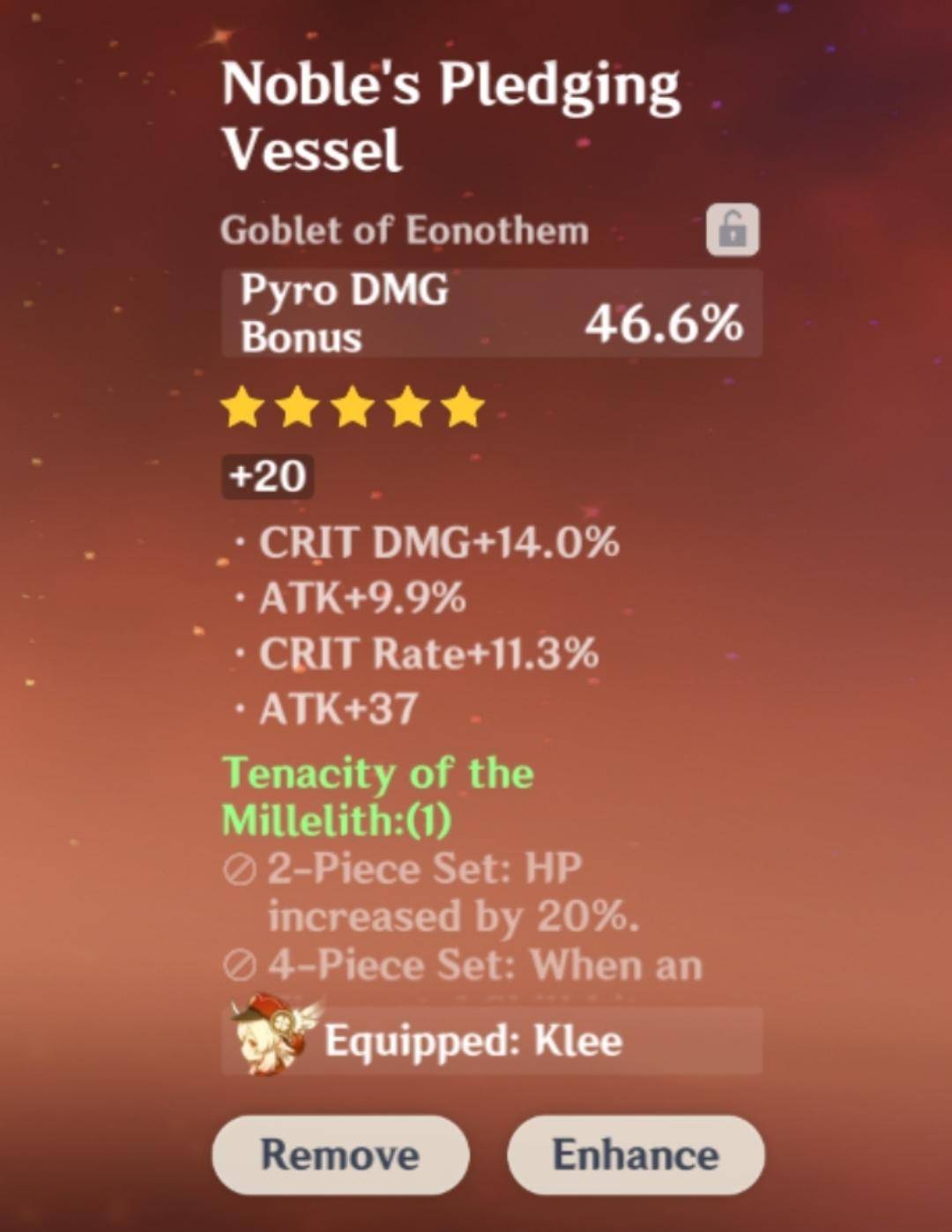 Finally, after months of farming . The perfect pyro dmg bonus for Klee . | Scrolller