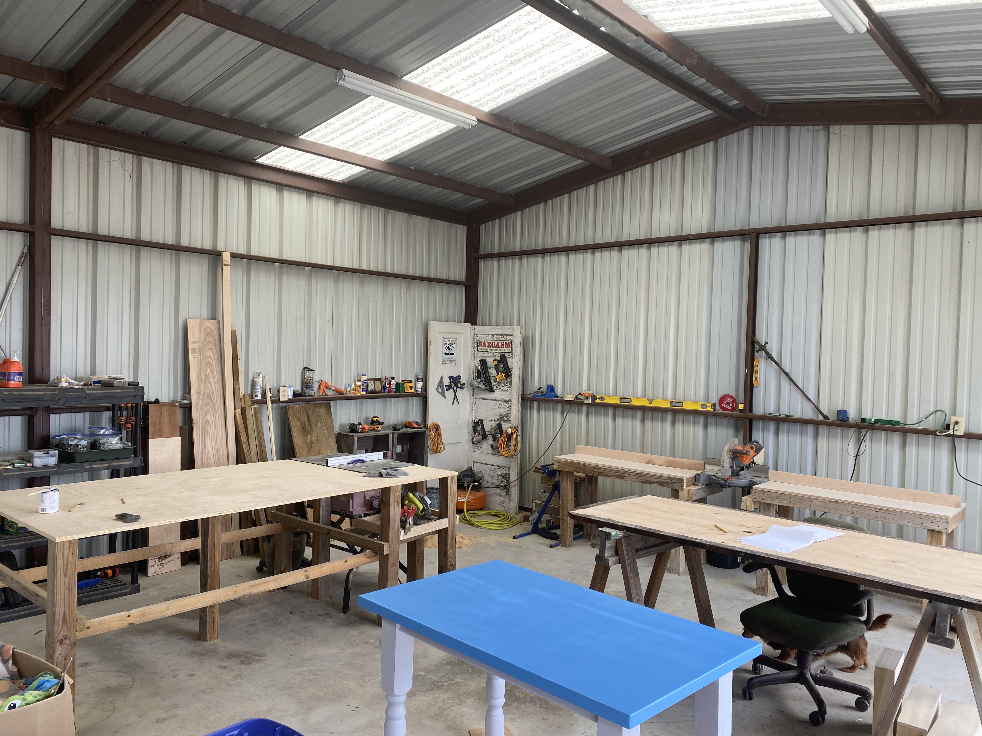 Finally getting my workshop set up at our mew place. It’s not much, but it’s a start. | Scrolller