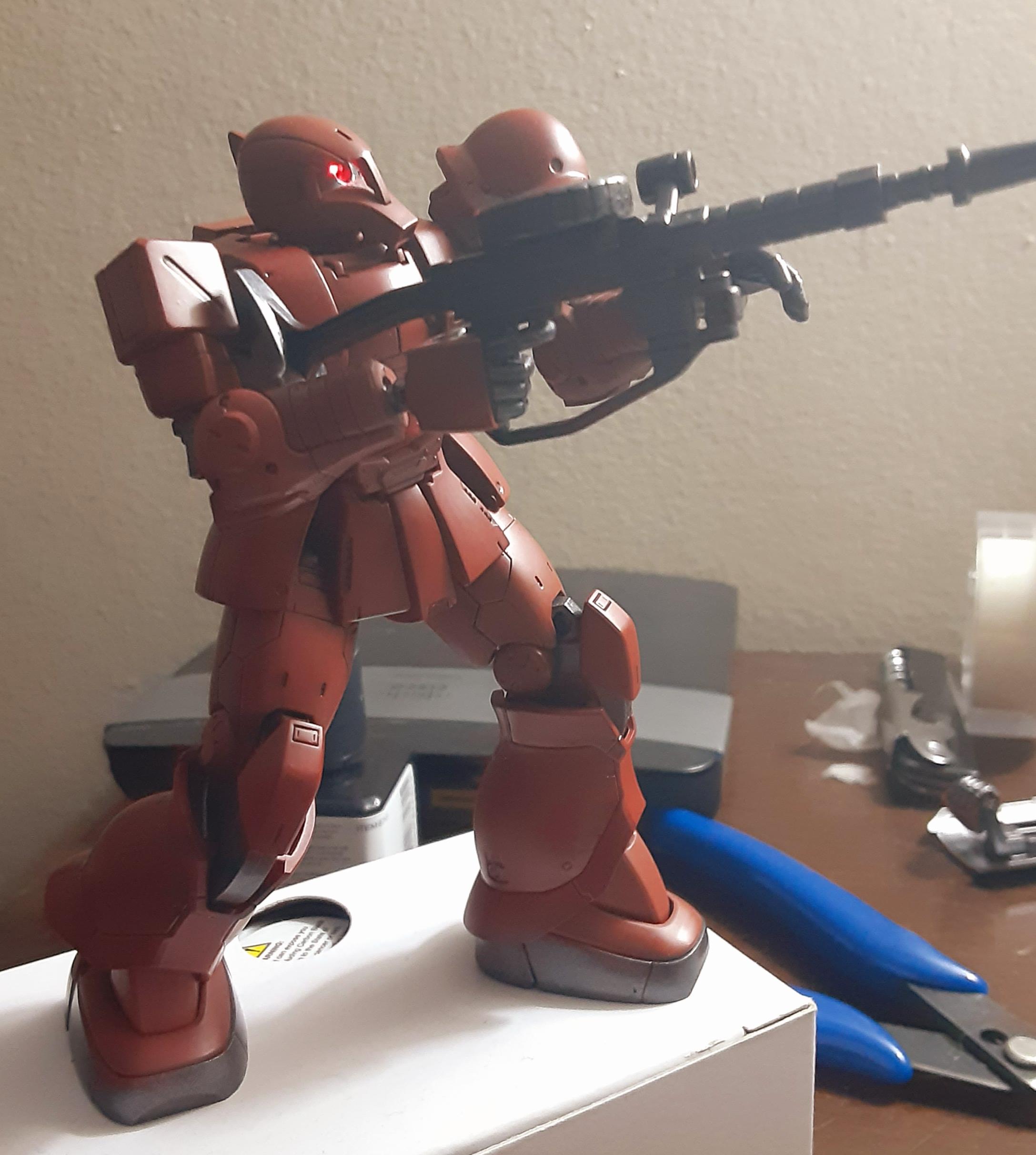 Finished my first gunpla custom red comet zaku 1 with led mono eye | Scrolller