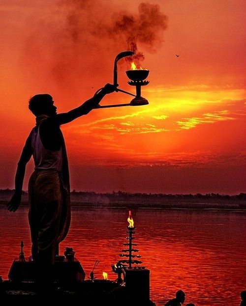 Fire Aarti With Orange Skies | Scrolller