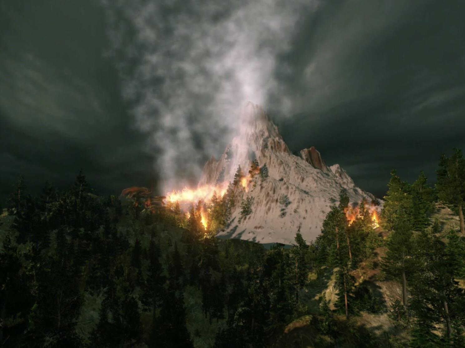 Fire dragon vs. a tiny mountain | Scrolller