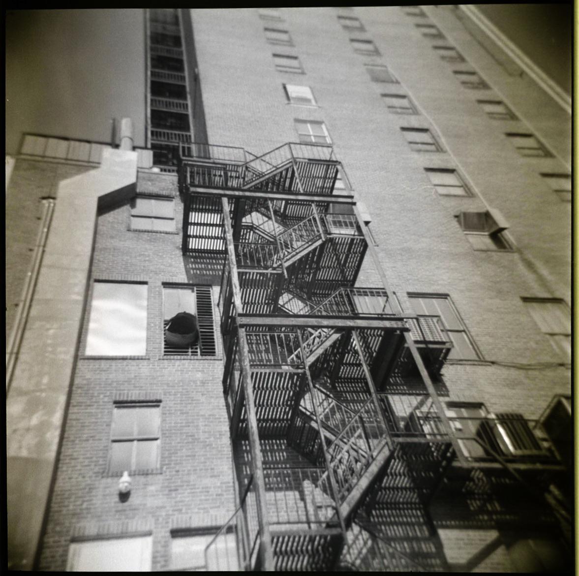 Fire Escape; Greensboro, NC; Holga120n|Tri-X400 | Scrolller