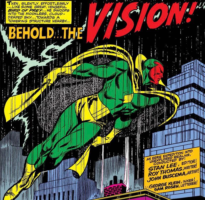 First appearance of The Vision. The art. The lettering. The colours. The writing. What a panel ...