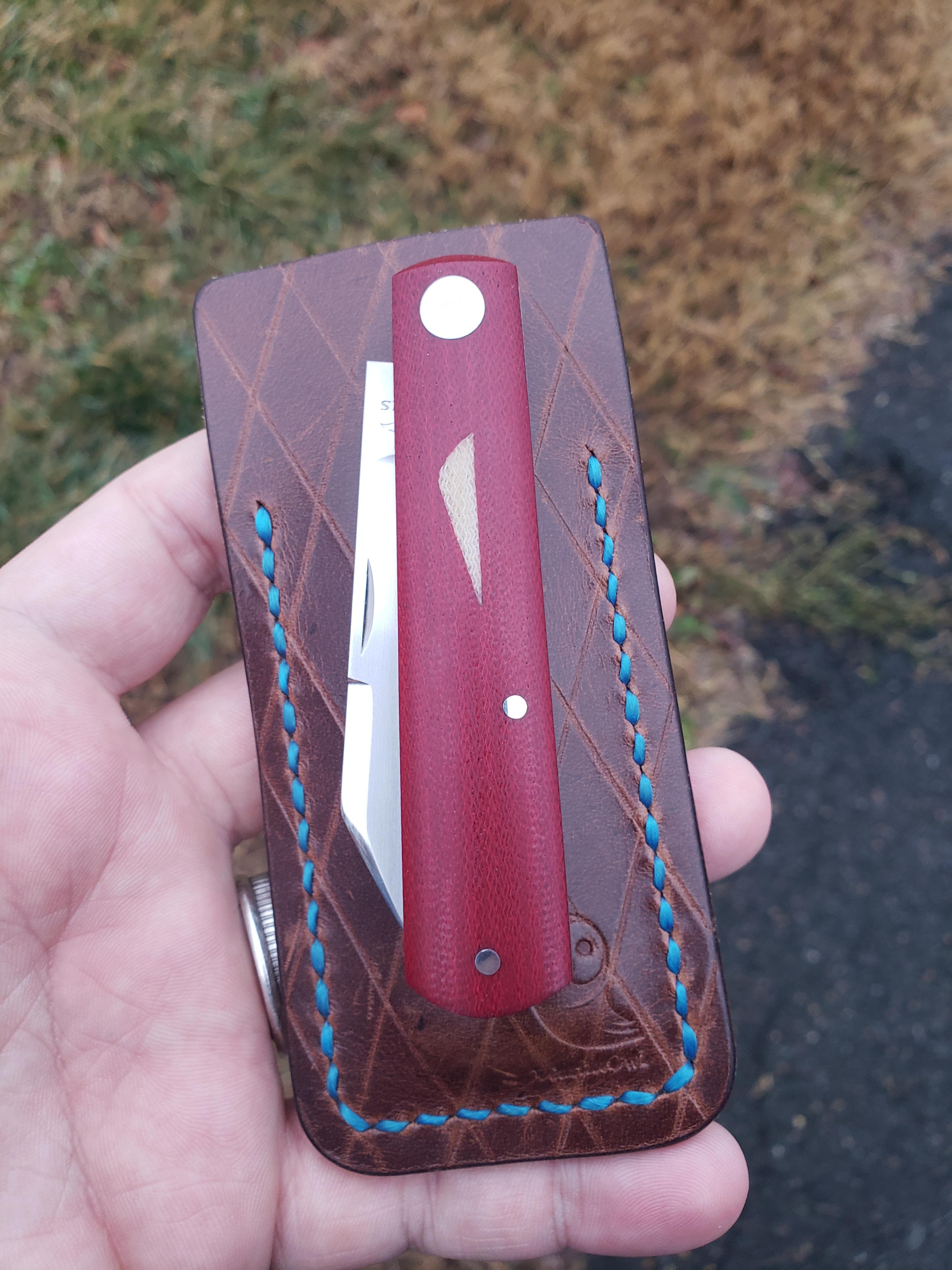 First custom slipjoint, birdvis barlow in cranberry red micarta, has a spear point in cpm154 ...