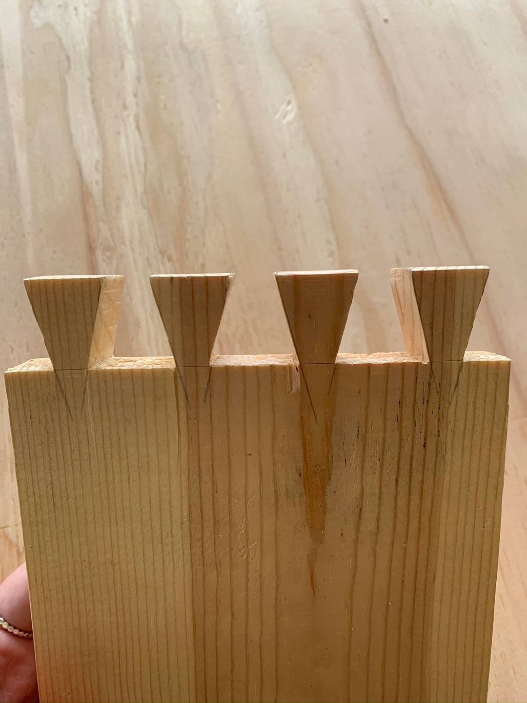 First ever tails - no jigs, and pretty much first time using chisels, coping saw, and pull saw ...