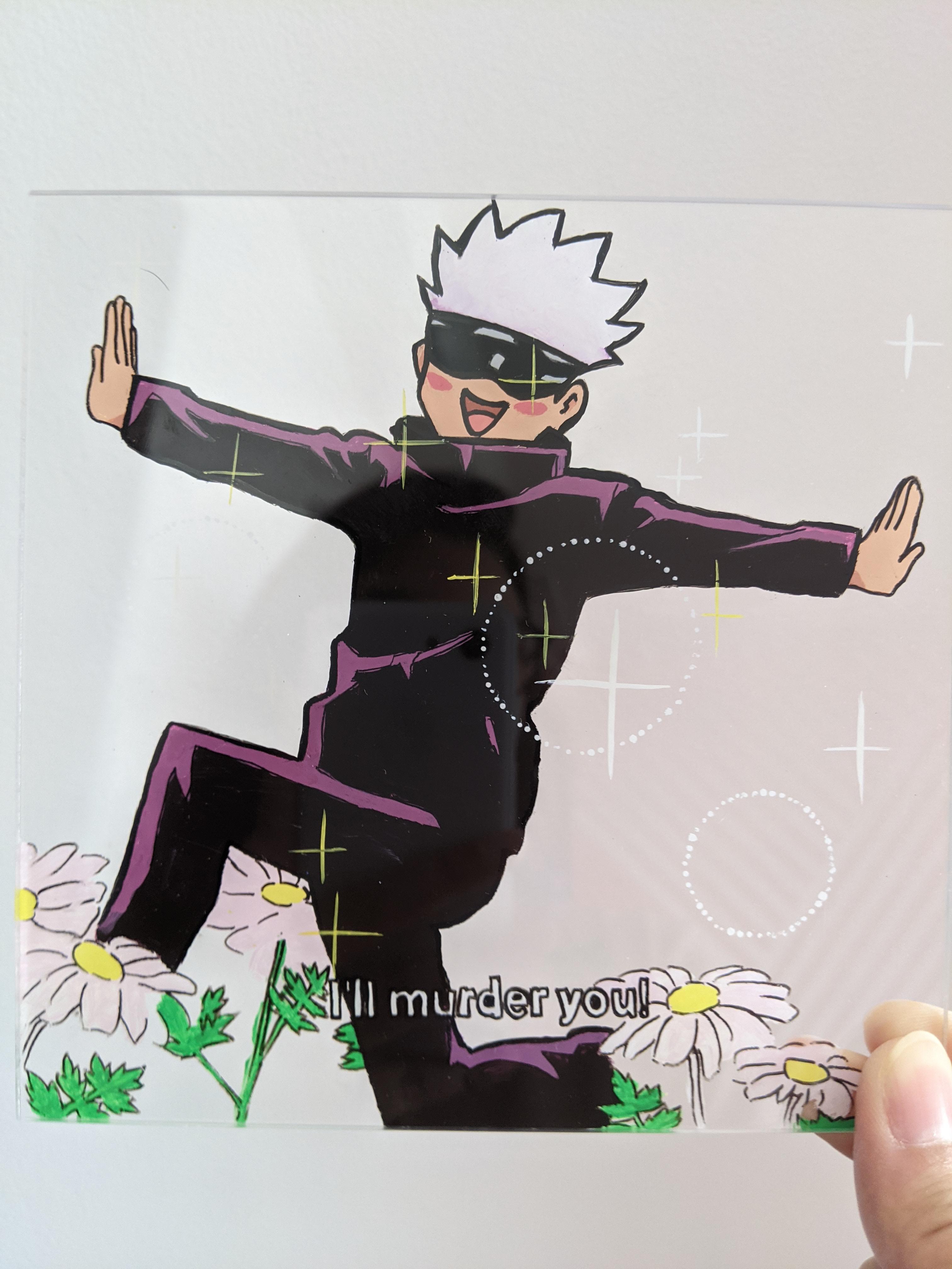 First glass painting-Gojo | Scrolller