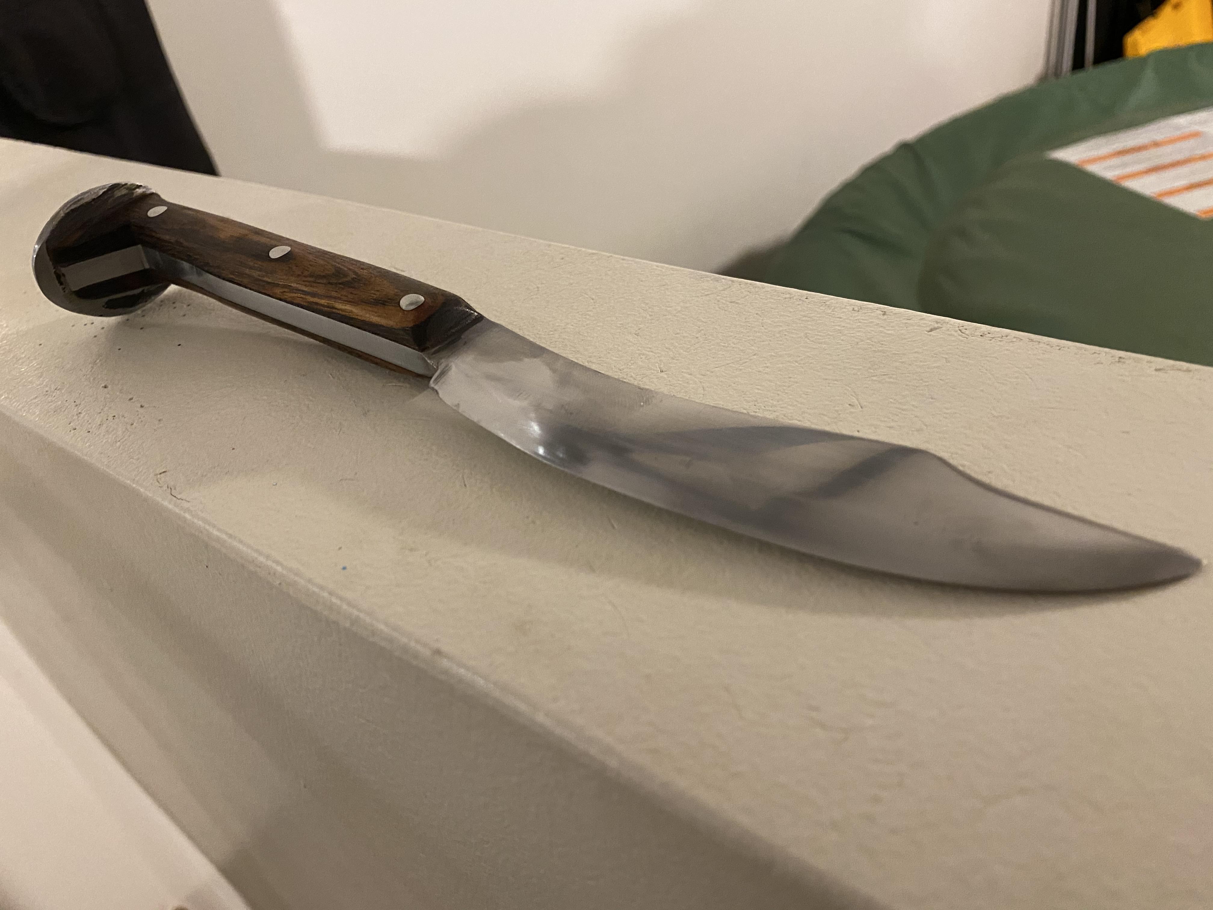 First knife I made completely on my own. Railroad spike. | Scrolller