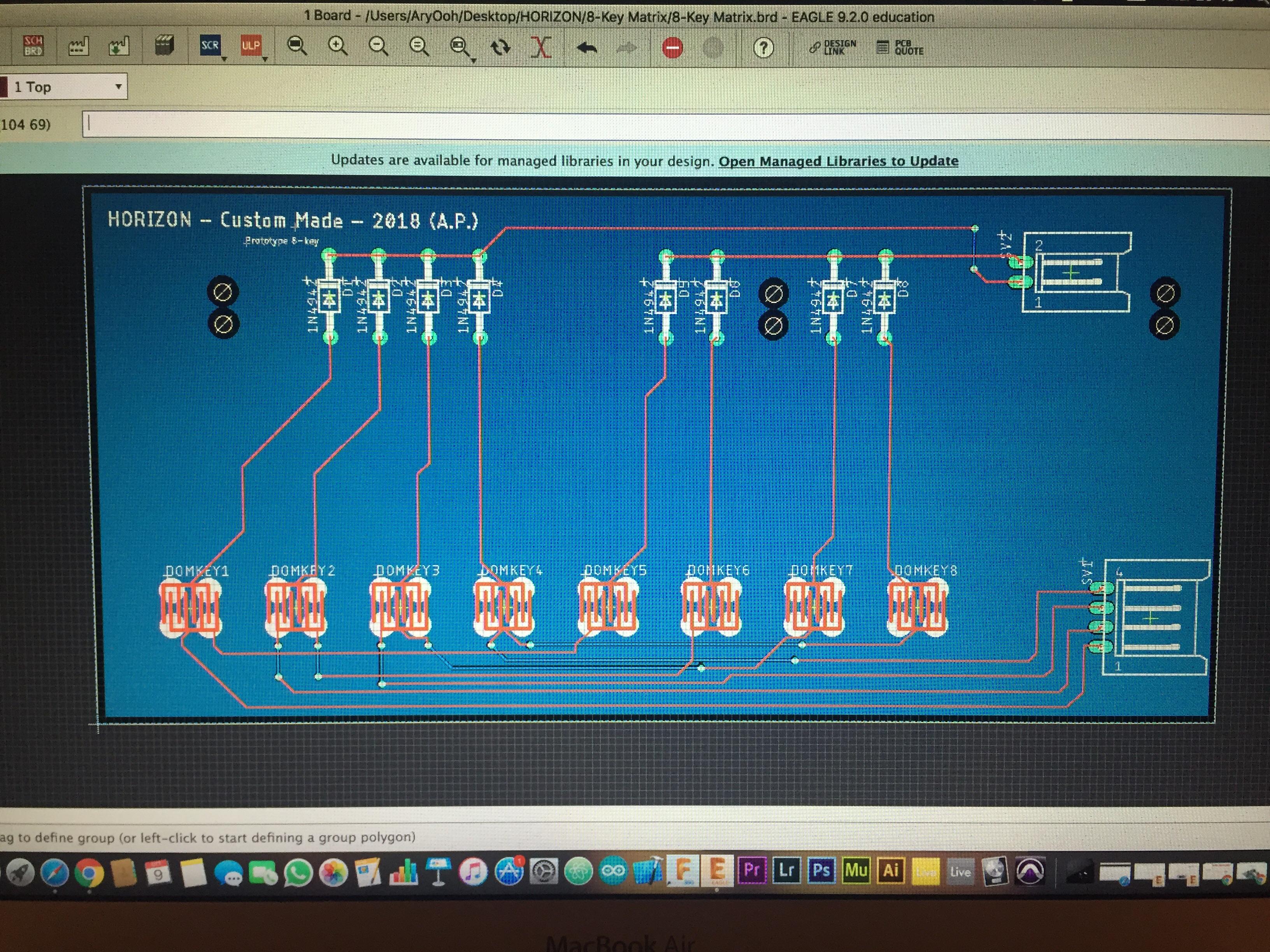 First Pcb Attempt Keyboard Matrix For My Synth Project This Little Because Its Just A Test