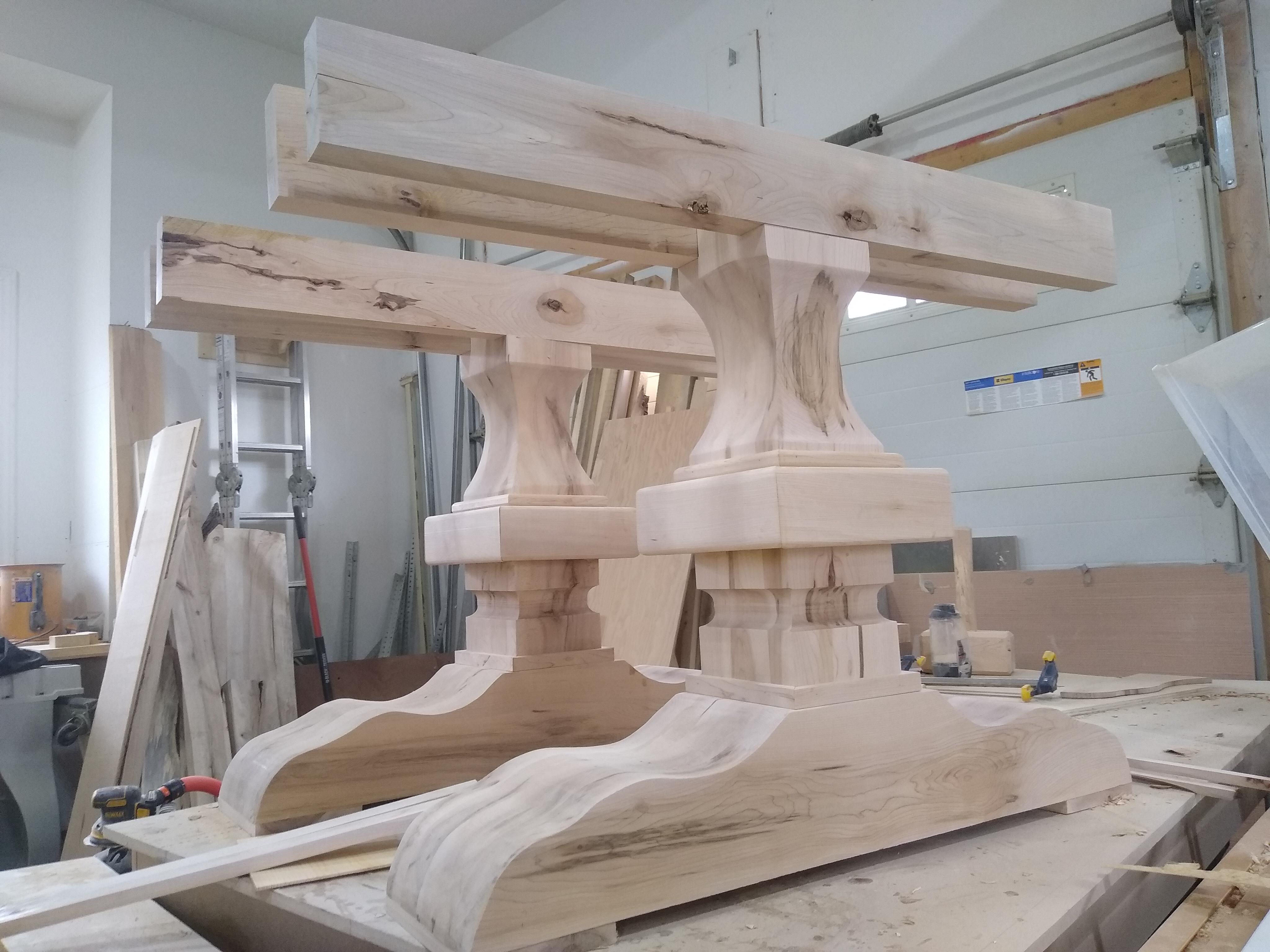 First project at this scale, maple pedastles for a dining table. A few things to fix, but steep ...