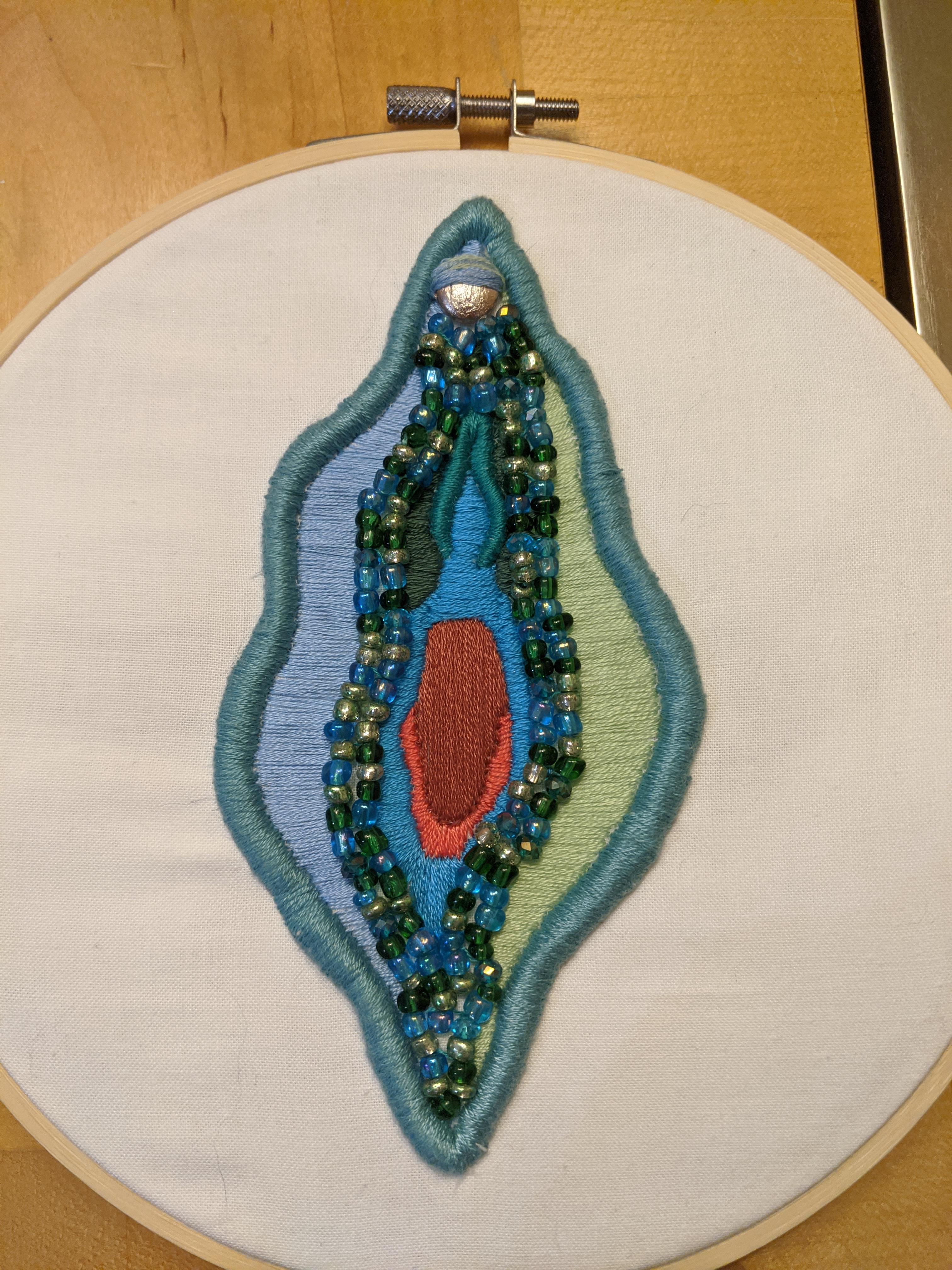 First time using beads and puff embroidery | Scrolller