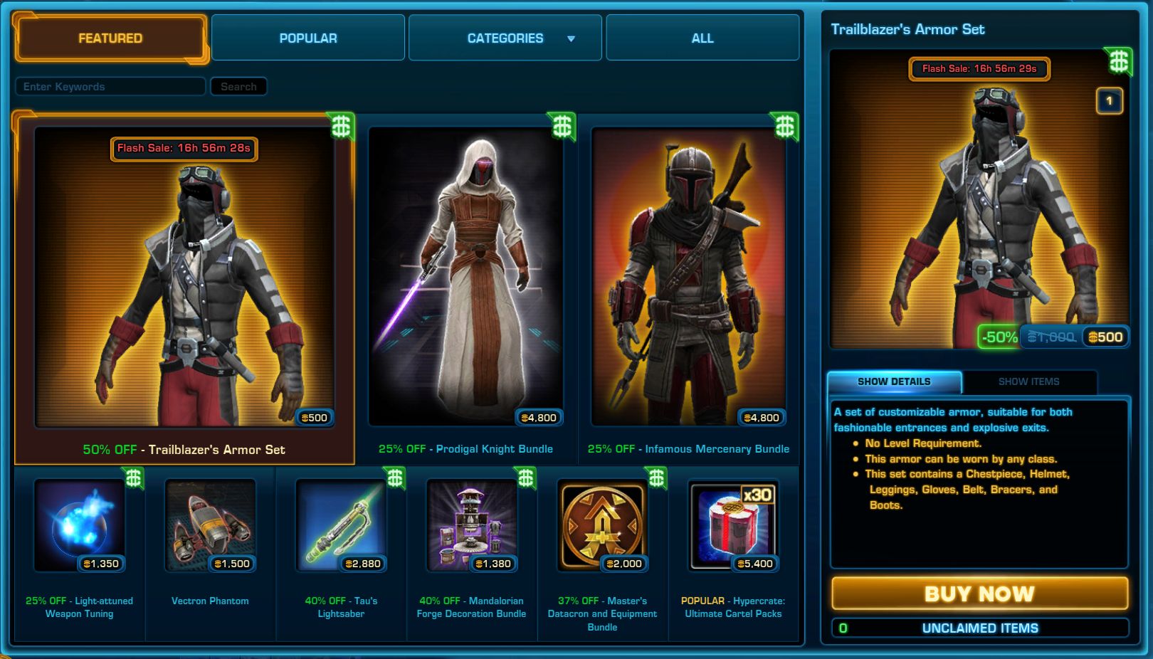 Flash Sale: Trailblazer's Armor Set, 500 CC | Scrolller