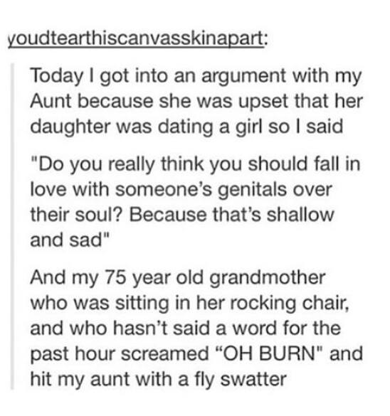 Fly-swatter-swining-grandma is awesome! EPIC BURN! | Scrolller