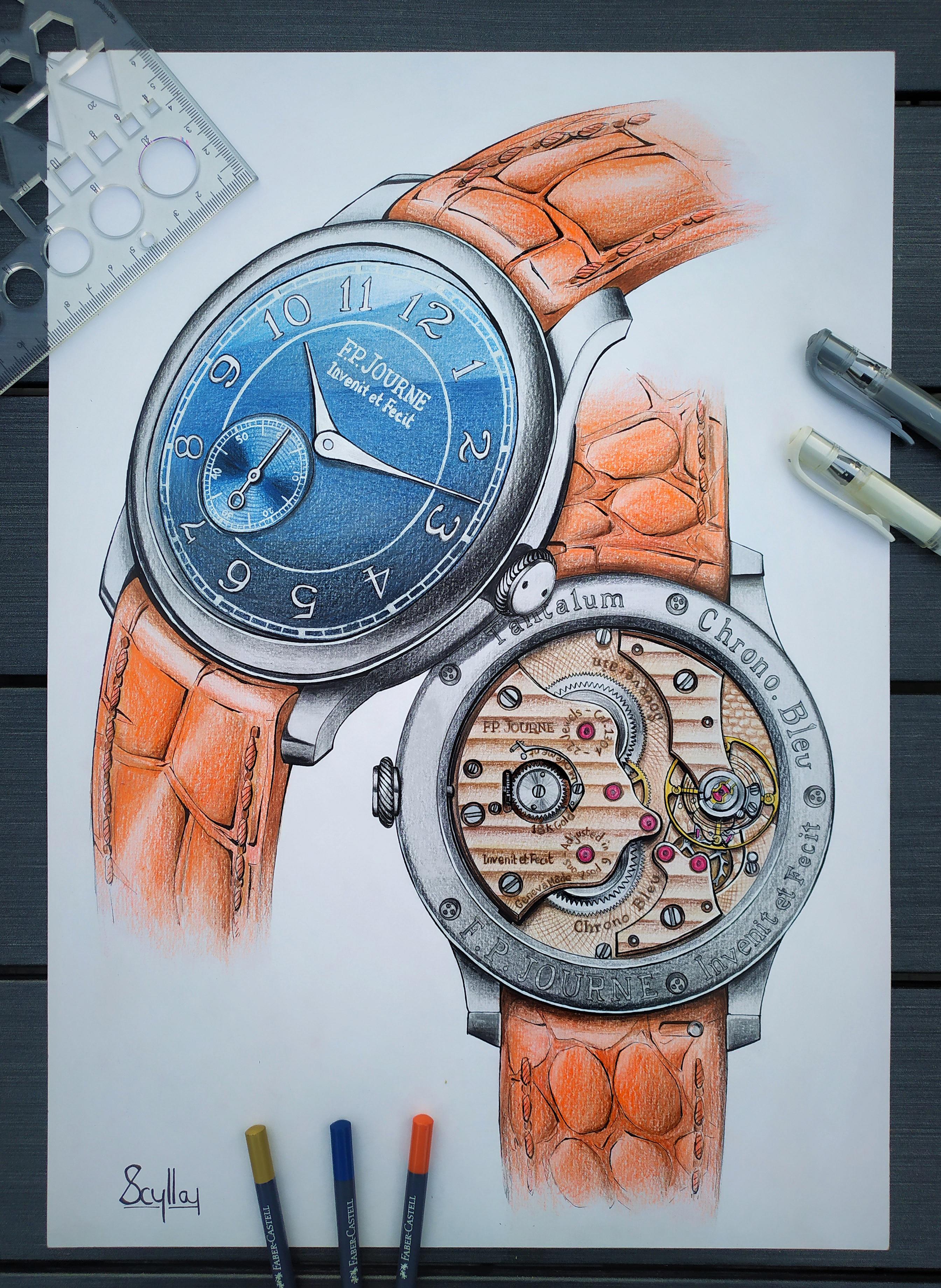 [FP. Journe] Drawing the Chrono Bleu | Scrolller