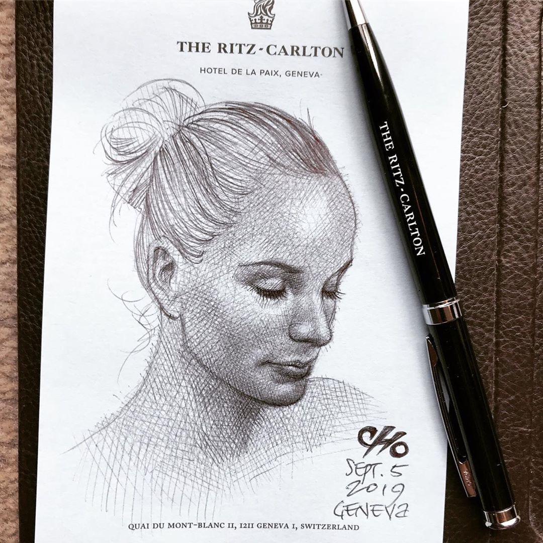 Frank Cho Ballpoint Pen Study | Scrolller