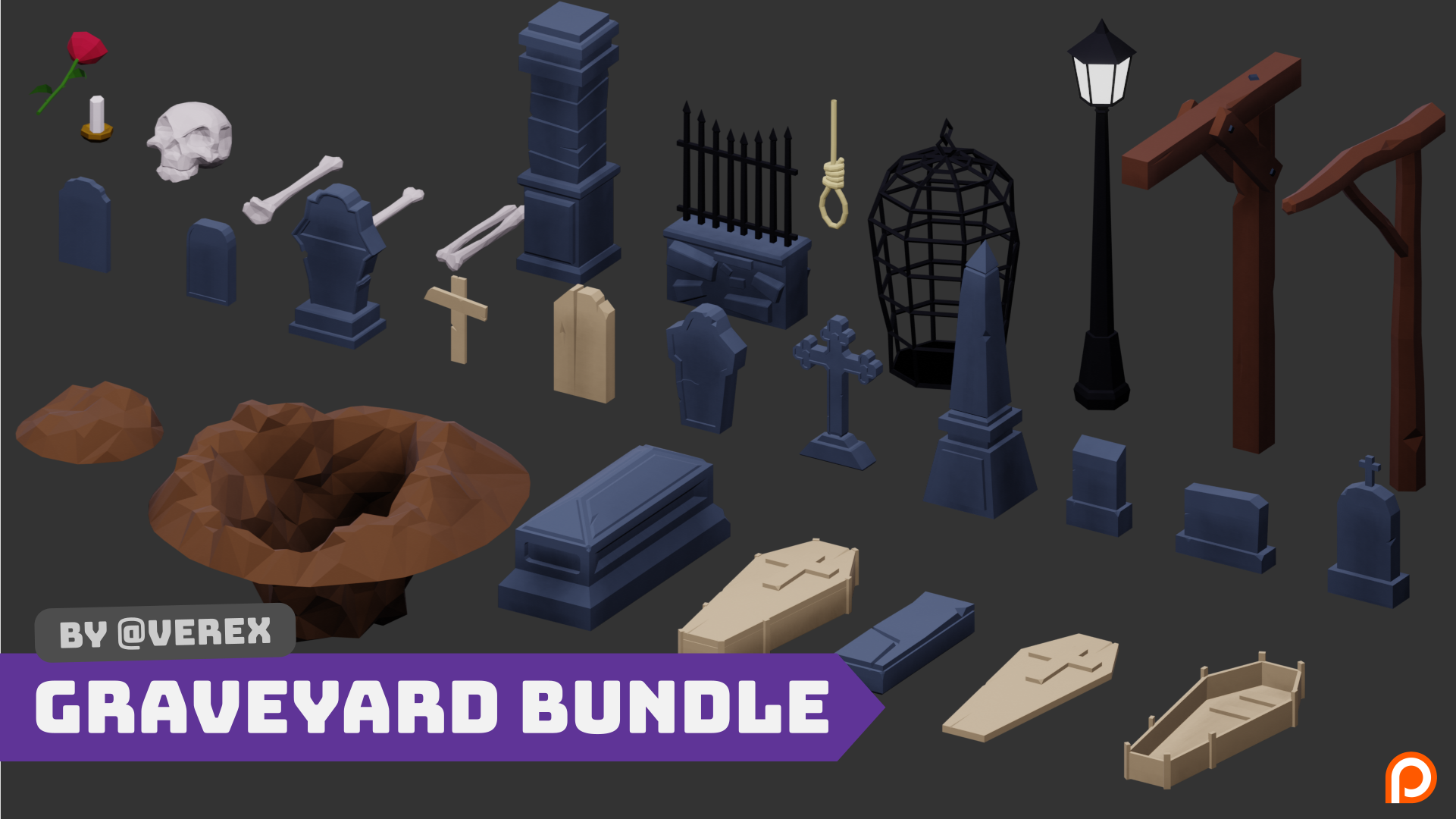 Free Graveyard Bundle (32 Low Poly Props) | Scrolller