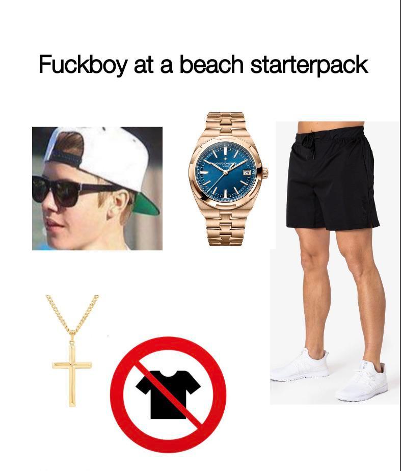 Fuckboy at a beach starterpack | Scrolller