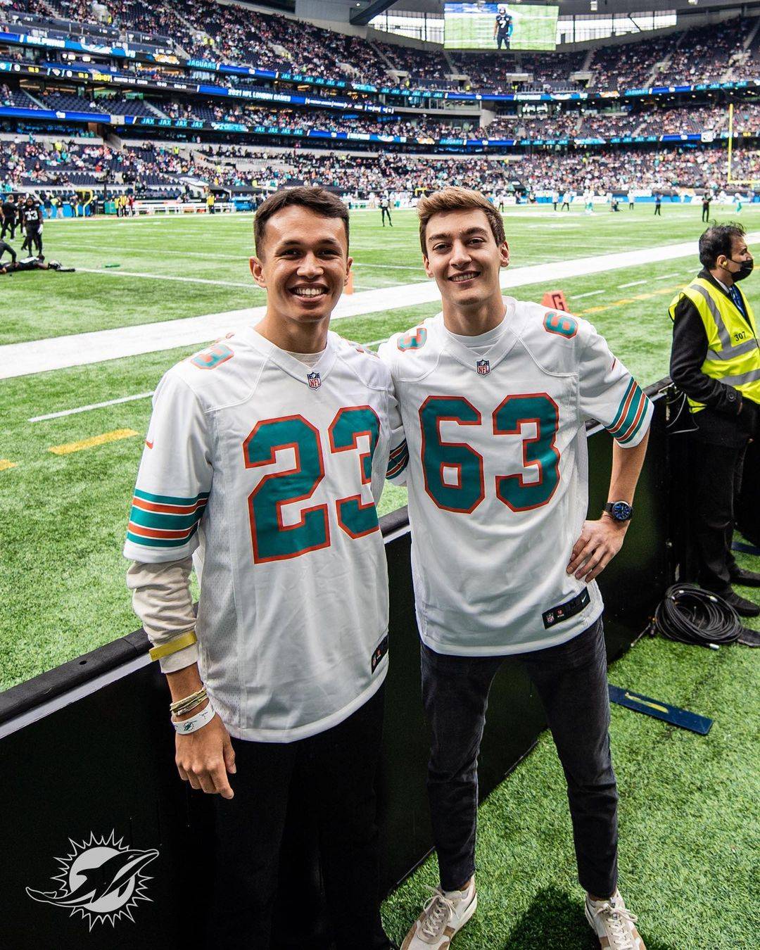 George and Alex at NFL London (Via Miami Dolphins) | Scrolller
