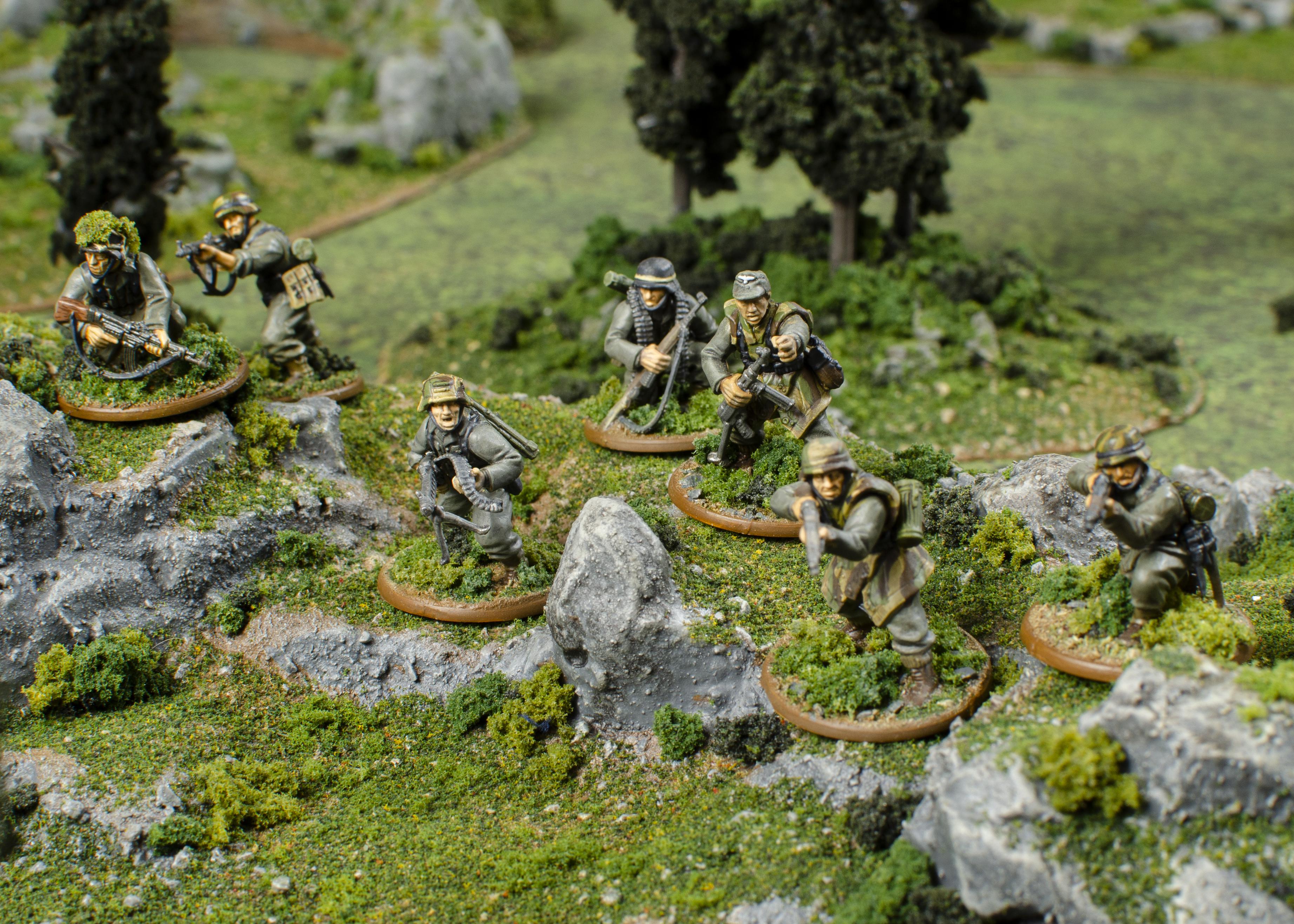 German Regular Grenadier squad laying down MG fire from the hills | Scrolller