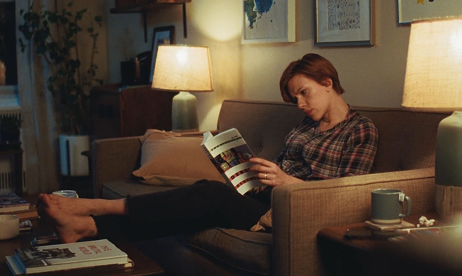 Goddess Scarlett Johansson likes to read a lot at night. But she doesn't like this hard wooden ...