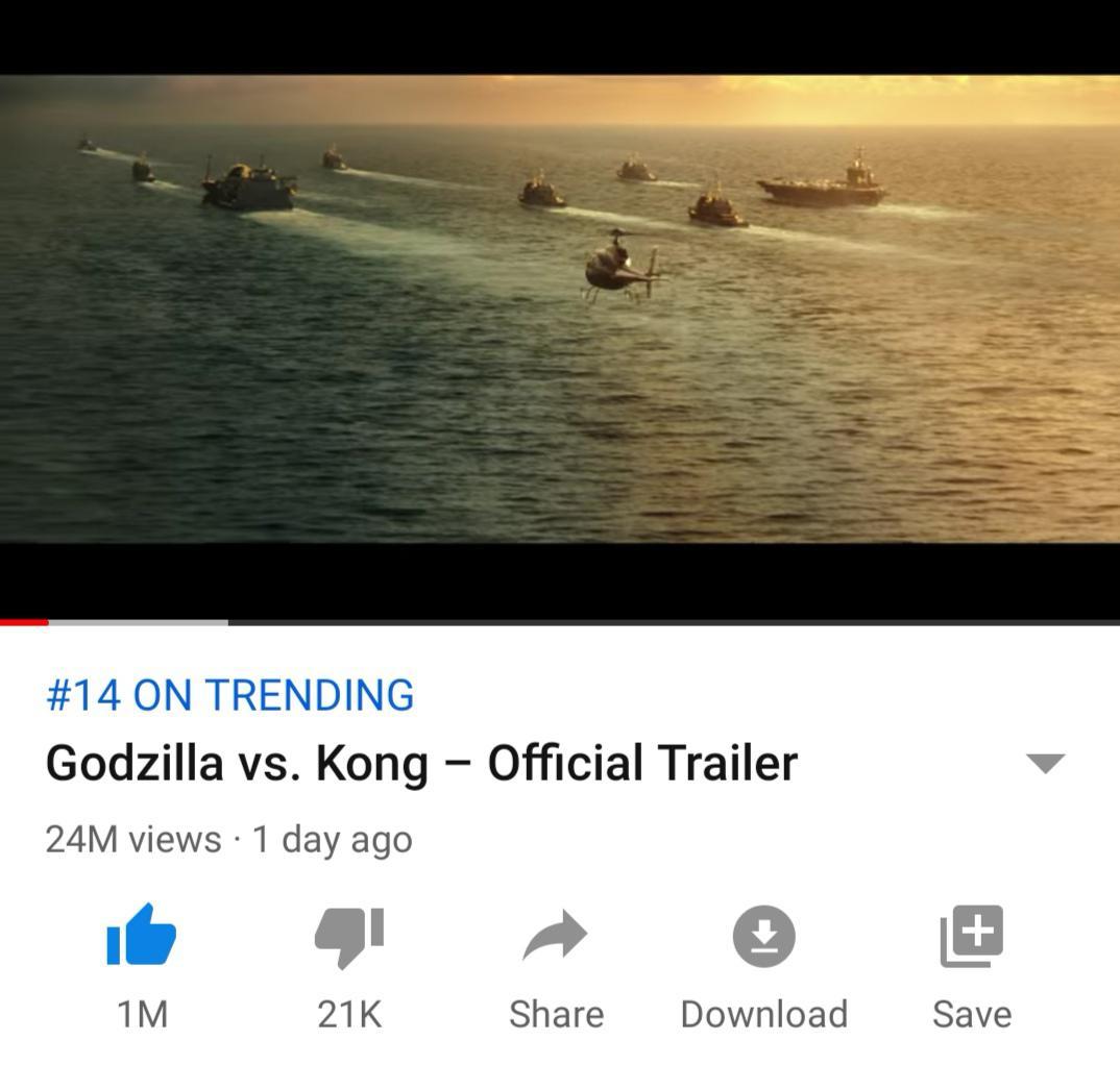 Godzilla vs. Kong trailer has reached a million likes | Scrolller
